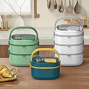 PEDECO Stackable Stainless Steel Bento Box,Leak-Proof,1-Tier Bento box,Lunch Box With Portable and Cutlery-Ideal Portion Sizes(27.05OZ) for Kids/Toddler-BPA-Free,Dishwasher Safe,Blue,over 3 years old