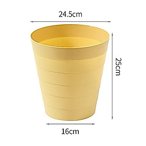 Round Stackable Plastic Large Volume Trash Can, Highly Elastic Wastebasket 9L Garbage Container Anti-Extrusion Tear Resistance Bin (Yellow)