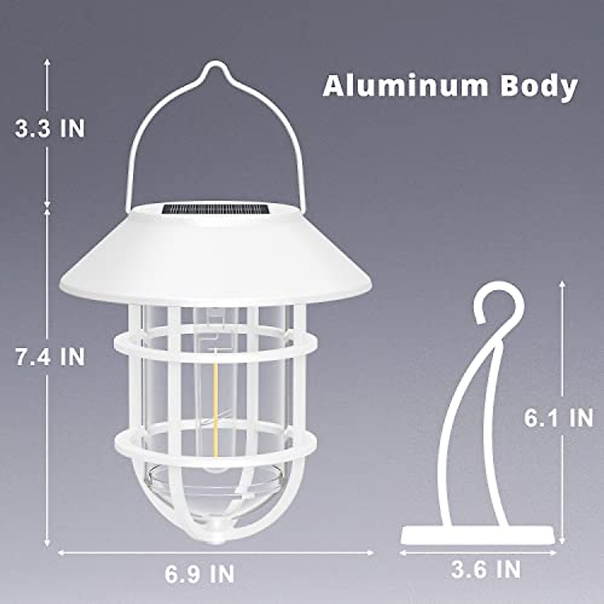Solar Lantern Hanging Solar Lights, Metal Waterproof Solar Lights Outdoor with Hooks, Garden Lights Decorative for Patio Porch Yard Fence…