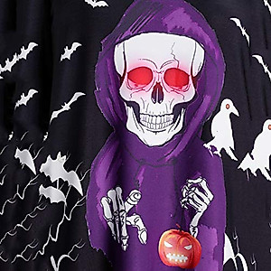 Women's Hoodies Sweatshirt Thenlian Women Casual Off Shoulder Long Sleeve Skull Ghost Pumpkin Print Plus Size Tops(XXL, Black)