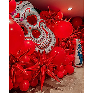 CYMYLAR 3pcs 26inch 3D Explosion Star foil balloon, christmas day red Foil Cone star burst Balloons for Birthday Wedding New Year Party Event