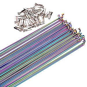 JINYAWEI Spokes Nipples Bicycle Spoke Wire Vacuum Plating Rainbow Spokes 26 27.5 29 Inch Spoke Spoke Cap Mountain/Road Bike 304 Stainless Steel 14G Cycling Spokes (Color : 291MM X 10pcs)