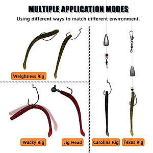 CWSDXM Worm Soft Plastic Bait Kit 100PCS 4 inch Worms Fishing Lures 100PCS O-Rings and Wacky Rig Tool Fishing Worms for Bass