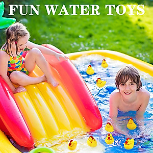 Libima 50 Pcs Rubber Chickens Bath Toy Bulk Mini Chicks Squeezable and Squeak Toys Yellow Floating Rubber Toy Swimming Pool Bathtub Toys for Boy Girl Shower Birthday Party Favors Gifts