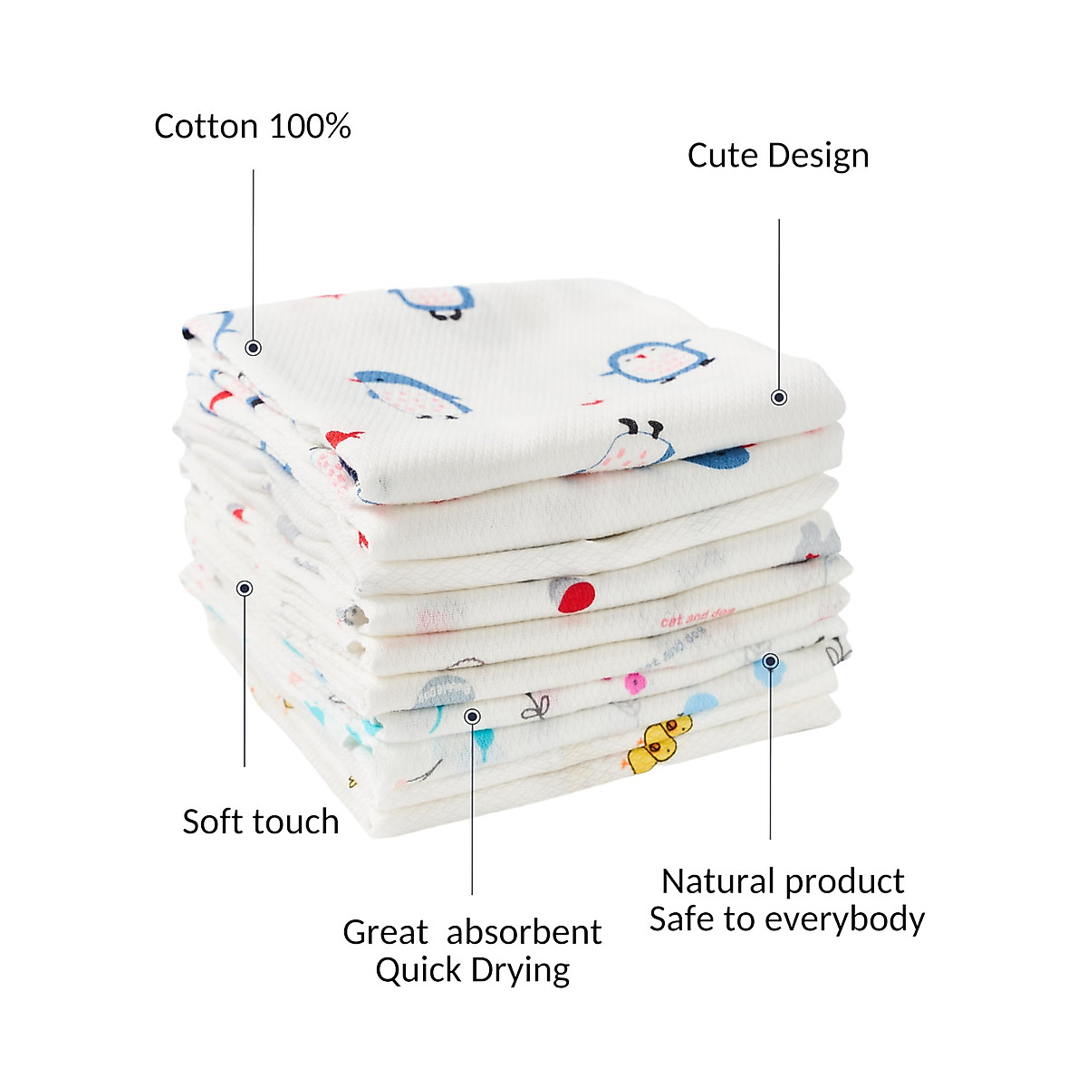 Arumary Cotton Baby, Kid and Women Handkerchief (White Baby)