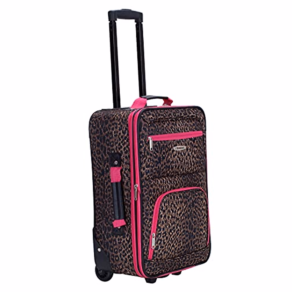 Rockland Jungle Softside Upright Luggage, Pink Leopard, 4-Piece Set (14/29/24/28)