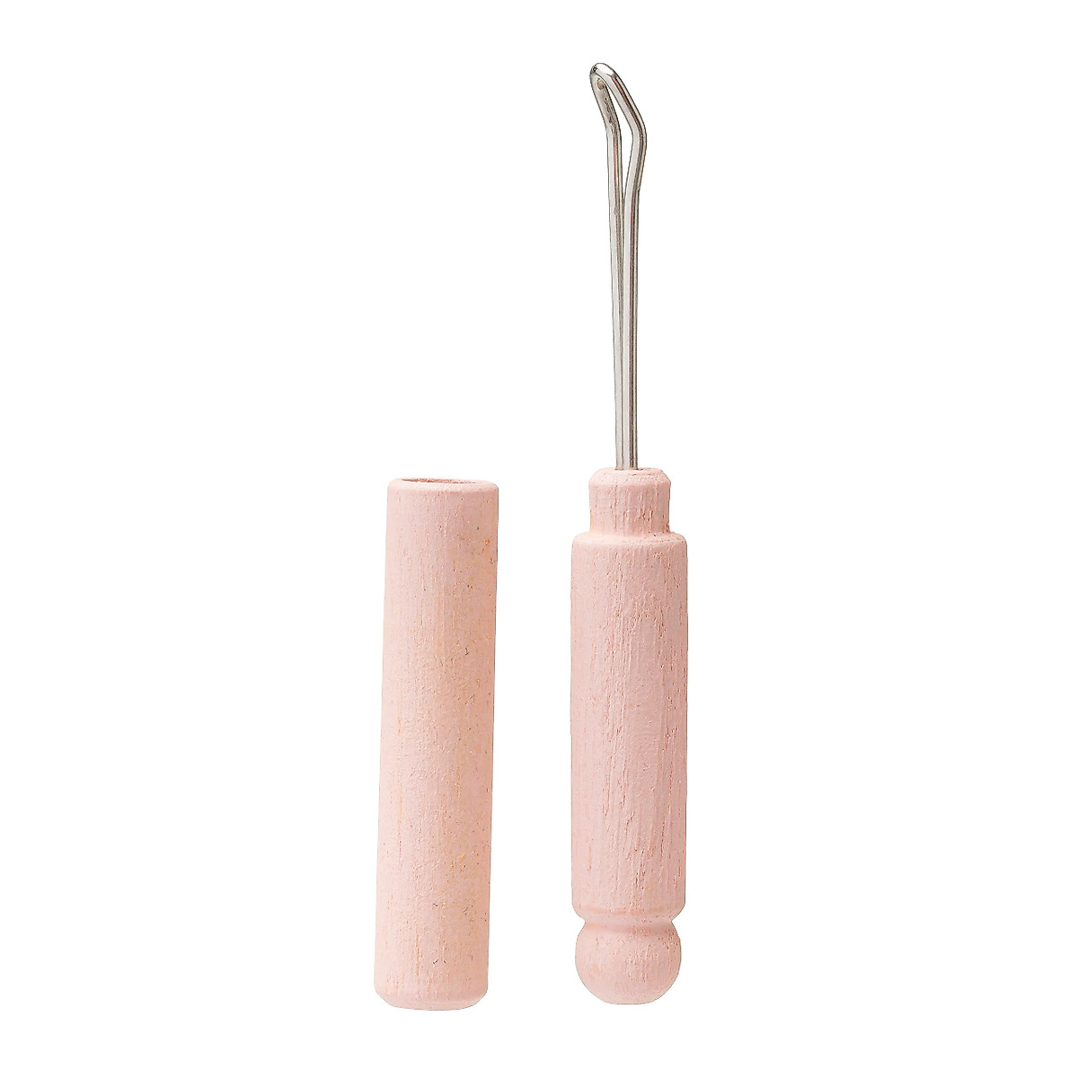 Redecker Ear Cleaner, Medical Grade Stainless Steel Loop-Shaped Tool for Earwax Removal with Hornbeam Wood Handle and Cover, Made in France, Light Rose