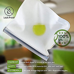 YECELINST 12 Pack Reusable Food Storage Bags, Dishwasher Safe Reusable Ziplock Bags (5 Sandwich Bags,5 Snack Bags,2 Gallon Bags),BPA Free Freezer Safe Leakproof Silicone Lunch Bag for Meat Fruit