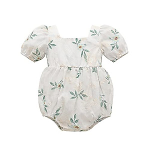 Fernvia Newborn Toddler Baby Girl Romper Vintage Boho Floral Print Short Sleeve Summer Clothes 3 6 12 18 24 Months