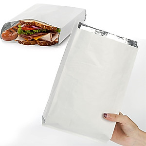DEAYOU 150 Pack Foil Hamburger Wrappers, 4 LB Aluminum Foil Sandwich Wrap Sleeves, Grease Resistance Paper Foil Hot Dog Bags for Fast Food, Food Truck, Serving, BBQ, 6.3" x 1.5" x 10"