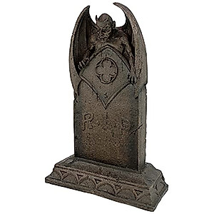 Design Toscano DB160282 The Vampire Demon Halloween Tombstone Gothic Decor Garden Graveyard Statue, 22 Inch, Greystone