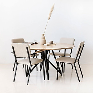 SUSUO Solid Wood Round Dining Room Table for 4, Industrial Kitchen Table with Black Heavy Duty Metal Frame, 39.4" L x 39.4" W x 29.5" H, Natural Wood Color