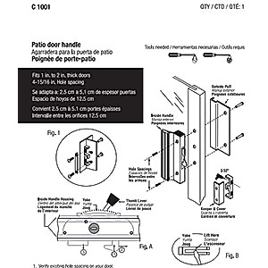 Prime-Line C 1001 Sliding Glass Door Handle Set, 4-15/16 In., Extruded Aluminum, Black (Single Pack)