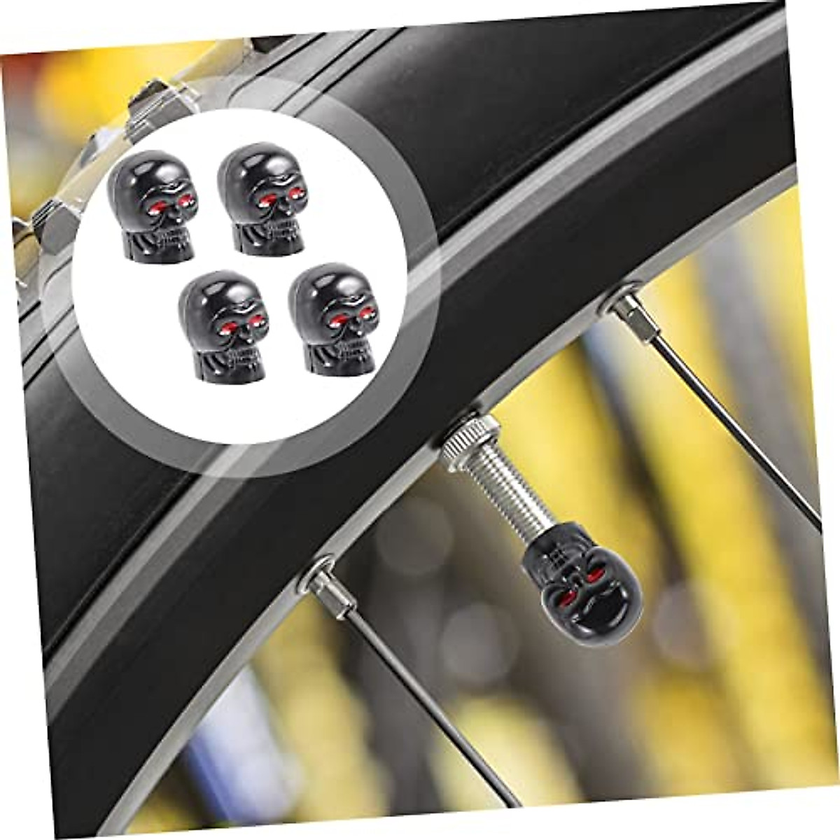 Vaguelly Automotive Wheels 8 pcs Valve Cap Skull Tire Pressure Cap Skull car Accessories for car accesories Stem Covers Motorbike Tyre Dust Caps Mountain Bike Copper core Alien