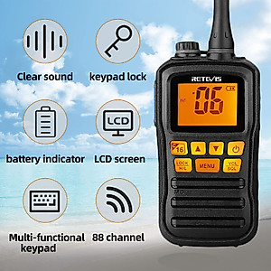 Retevis RM01 Handheld Marine Radio, Marine Two-Way Radios, Floating IP67 Waterproof, NOAA Weather Alert, Ship to Shore Radio for Boats (1 Pack)