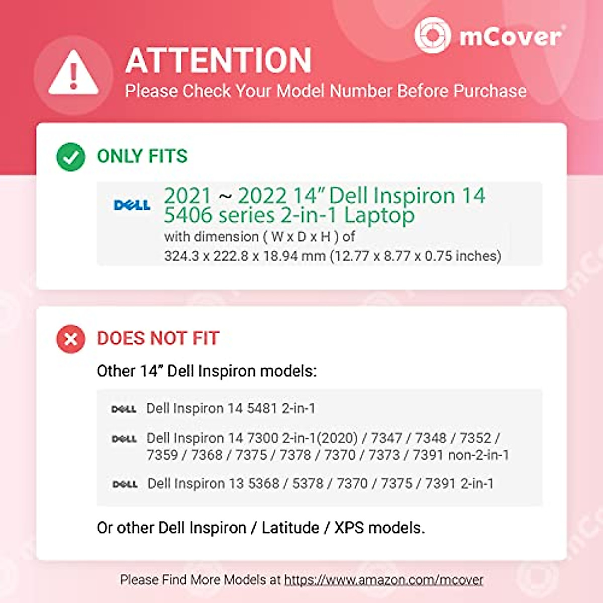 mCover Case Compatible for 2021-2022 14" Dell Inspiron 14 5406 Series 2-in-1 Convertible Laptop Computer ONLY (NOT Fitting Other Dell Models) - Clear
