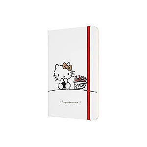 Moleskine Limited Edition Hello Kitty Notebook, Hard Cover, Large (5" x 8.25") Plain/Blank, White, 240 Pages