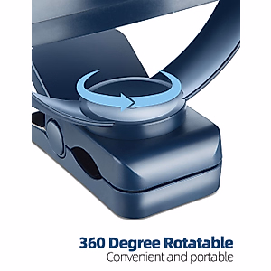 Viniper 6 inch Rechargeable Clip on Fan, 5000mah Battery Desk Fan : 360° Rotation & 3 Speeds Strong Wind Portable Fan, 8-30 Working Hours, Quiet and Powerful (Blue)