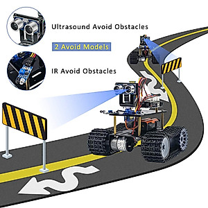 LAFVIN Programming Tank Smart Robot Car kit Support Mixly Blocks Coding/App Control Compatible with Arduino IDE