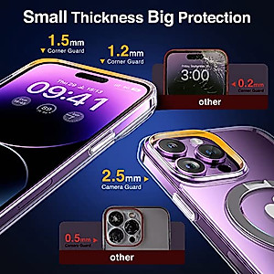 VANMASS Latest Upgraded for iPhone 14 Pro Max Phone Case MagSafe with Stand - Anti-Yellowing - Ultra Clear, Non-Slip, Drop Protection & Shockproof Phone Case for iPhone 14 Pro Max (ONLY) - Clear