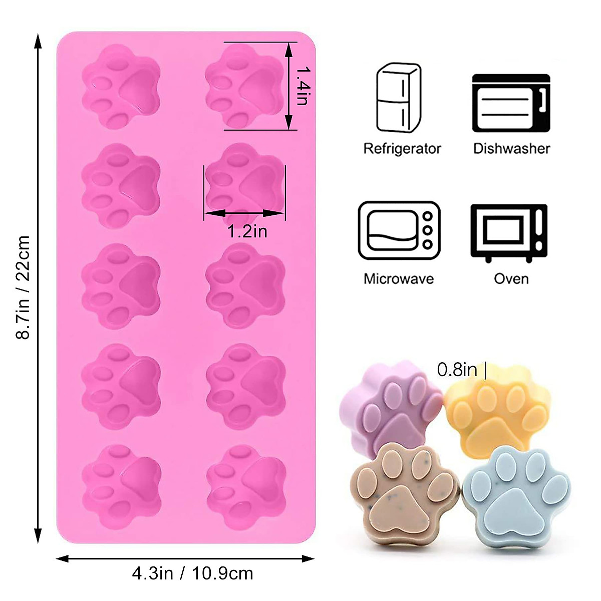 Set of 6，3Packs Silicone Molds Puppy Dog Paw & Bone Shaped and 3 Packs Stainless Steel Bone Cookie Cutter,for Homemade Treats and Cat Animal Paw Ice Candy Chocolate Baking Mold