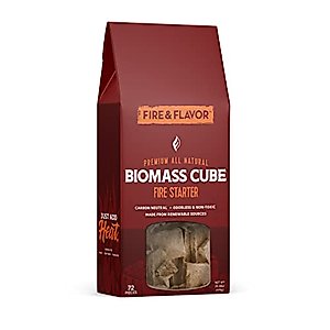 Fire & Flavor Biomass All-Natural Fire Starters - Eco-Friendly Fire Starters for Fireplaces, Campfires, Grills, and Wood Stoves - Odorless, Chemical-Free, and Clean-Burning Fire Starters