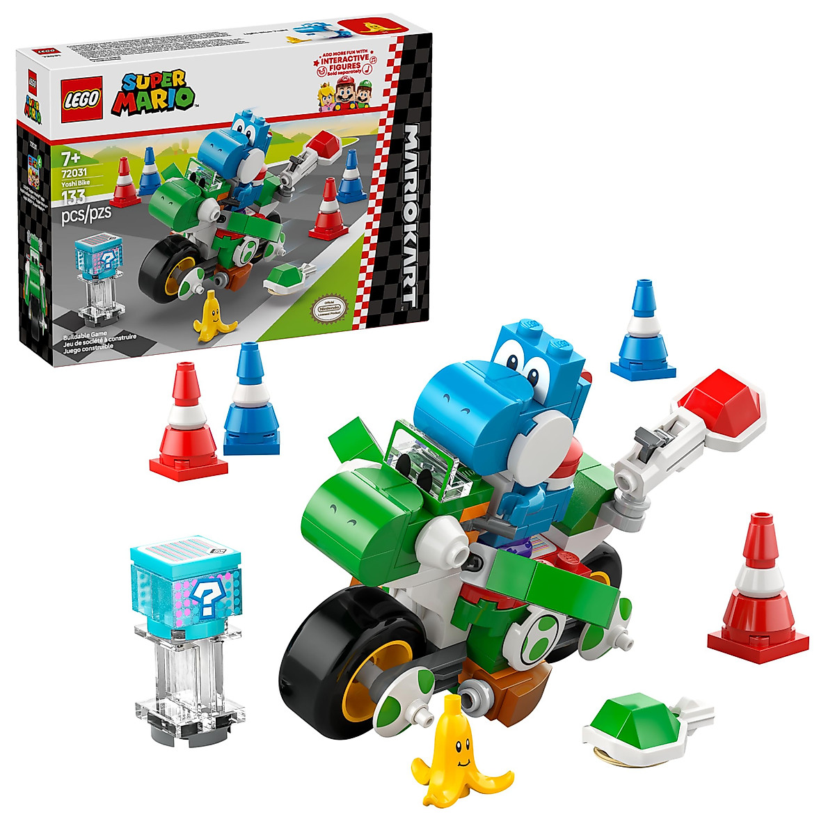 LEGO Super Mario: Mario Kart Yoshi Bike - Building Toy Set for Kids, Boys and Girls, Ages 7+ - Mario Kart Toy for Fans with Blue Yoshi - Gift Idea for Birthdays - 72031