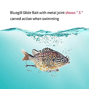 ODS Glide Bait Bionic Jointed Artificial Swimbait with Fiber Tail Bluegill Sunfish (Color 02)