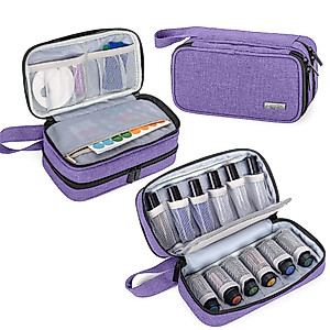 LUXJA Essential Oil Carrying Case - Holds 12 Bottles (5ml-15ml, Also Fits for Roller Bottles), Portable Double-Layer Organizer for Essential Oil and Accessories, Purple