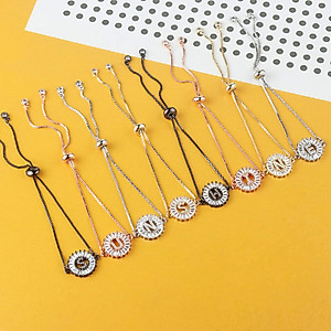 COTTVOTT Charms Initial Letter Bracelet Women A-Z Alphabet Adjustable Chain Bracelets 4 Colors (J, Gold Color)
