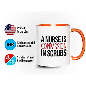 Bubble Hugs Nurse 2Tone Orange Mug 11oz - A nurse is compassion - Labor Clinical Certified Nursing Assistant Surgical Emergency Oncology Practitioner