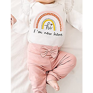 WIQI baby girl clothes newborn girl clothes baby girl outfit new born clothes baby girl long sleeve rainbow romper baby girls' clothing pink pants fall winter newborn girl outfits
