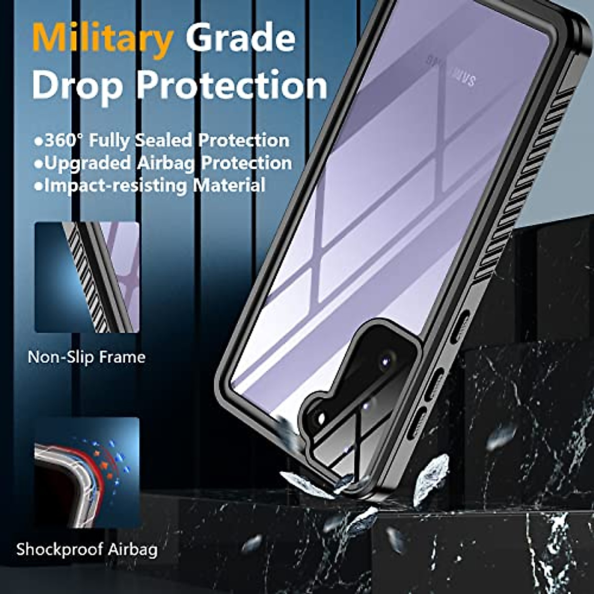 Temdan for Samsung Galaxy S21 Case 5G Waterproof, Built in Screen Protector 360° Full Body Heavy Duty Shockproof IP68 Waterproof S21 Case for Samsung S21 5G 6.2"-Black