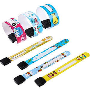 Chinco 14 Pieces Kids Safety ID Wristband Reusable Identification Bracelets Waterproof ID Band Children ID Wristband for Boys and Girls (Classic Style)