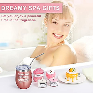 Thank You Baskets for Women, Appreciation Gifts Box, Gratitude Spa Care Package for Coworker Employee Boss Hostess Secretary Nurse Volunteer, 12oz Stainless Steel Wine Tumbler