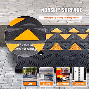 VEVOR Rubber Curb Ramp 6" Rise, Heavy Duty Sidewalk Car Ramp for Driveway, 15 Ton Driveway Ramp for The Curb Forklifts Trucks Buses