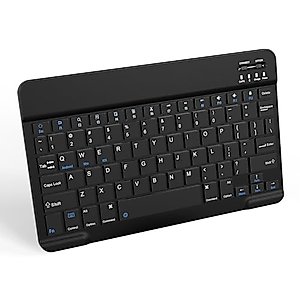 Backlit Bluetooth Keyboard Small Portable External Wireless Keyboard Cordless Rechargeable Illuminated for Android Tablet Cell Phone Smartphone iPad Pro Air Mini iPhone Windows Surface (Blue)