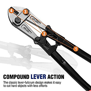 WORKPRO 18" Bolt Cutter, Chrome Molybdenum Steel Blade, Heavy Duty Bolt Cutter with Soft Rubber Grip, Cutting Tool for Cut Chain, Wire, Screw, Rivet