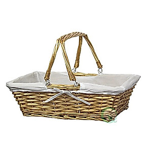Vintiquewise(TM) Rectangular Willow Basket with White Fabric Lining