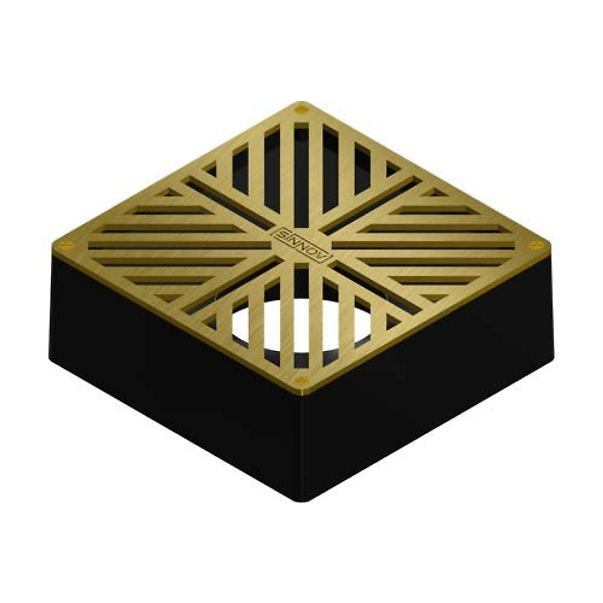USA Made - Sinnov - 6" x 6" Premium Brass Outdoor Modern Paver Size Drain Grate - Use with both 3" or 4" Drain Pipe, PVC or Flexible Pipe (Brass)