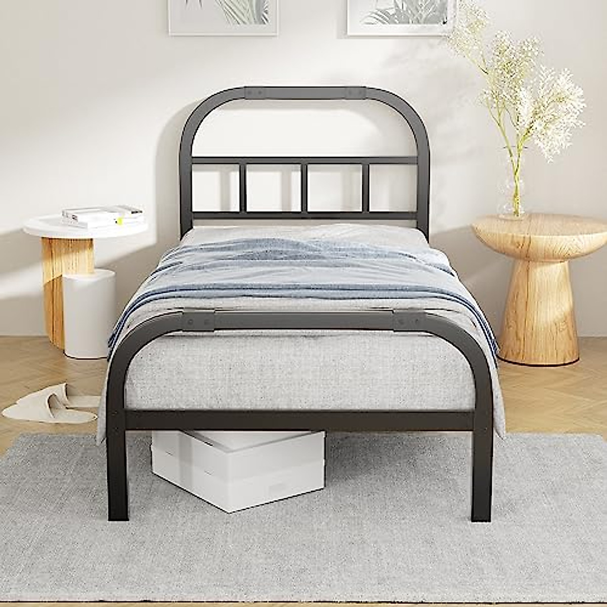 HAOARA Twin XL Bed Frame with Headboard Footboard, Quiet and Anti-Slip, Heavy Duty Metal Platform Bed Frame, No Box Spring Needed, Sturdy Steel Support, Easy Assembly, Black