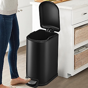 Fashionwu 10.6 Gal Stainless Steel Trash Can Combo Set, Black, 10.6L & 2.6L, Hands-Free Pedal Operation