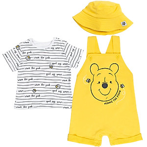 Disney Winnie the Pooh Baby Boys 3 Piece Outfit Set: Overalls T-Shirt Hat 12 Months