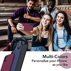 ORNARTO Compatible with iPhone 11 Liquid Silicone Case 6.1 inch, Slim Liquid Silicone Case with Open Bottom Style Soft Gel Rubber Cover - Wine Red