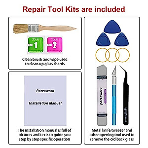 Perzework OEM Rear Back Glass Replacement (Pacific Blue) Compatible with iPhone 12 pro max 6.7 inches All Carriers with Pre-Installed Adhesive and Repairing Tool Kits