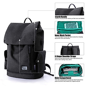 WindTook leisure backpack for Women College Book Bag Travel Work Daypack Laptop Computer Bag with USB Charging Port Suits 15 Inch Notebook, Black