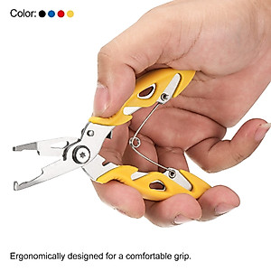 PATIKIL Fishing Pliers, Stainless Steel Hook Remover Fishing Lines Cutter Tool with Coiled Lanyard for Fishing, Orange