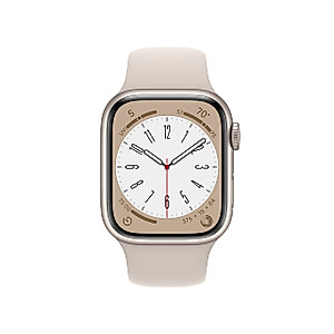 Apple Watch Series 8 [GPS, 41mm] - Starlight Aluminum Case with Starlight Sport Band, S/M (Renewed)