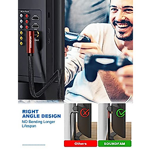 SOUNDFAM 90 Degree RCA Cable 10ft/3M Right Angle Subwoofer Cable S/PDIF Digital Coaxial Audio Cable - [24K Gold-Plating, Dual Shielded] - Wine Red