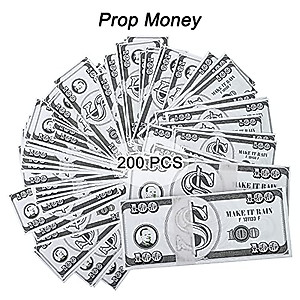 URATOT Adult Halloween Robber Costume Set Prop Money Black Gloves Face Cover White Striped T-Shirt Bags, L